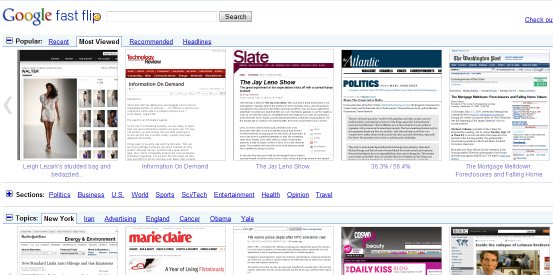Google Fast Flip to Browse and read News Magazines Journals visually